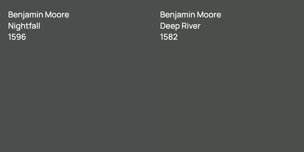 Benjamin Moore Nightfall vs. Benjamin Moore Deep River comparison