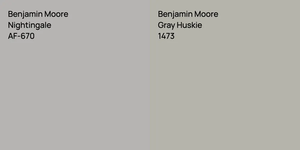 Benjamin Moore Nightingale vs. Benjamin Moore Gray Huskie comparison