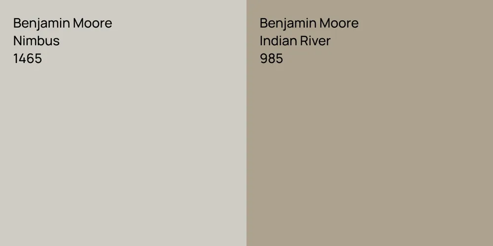 Benjamin Moore Nimbus vs. Benjamin Moore Indian River comparison