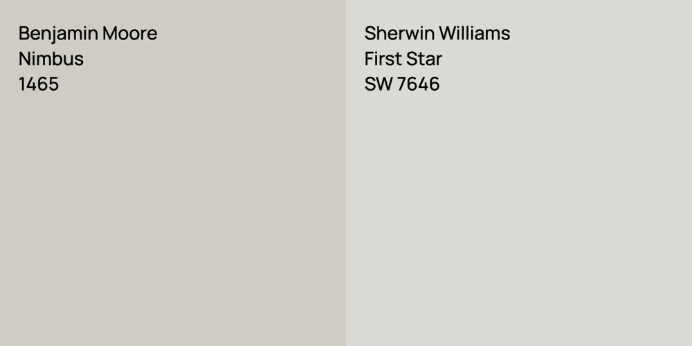 Benjamin Moore Nimbus vs. Sherwin Williams First Star comparison