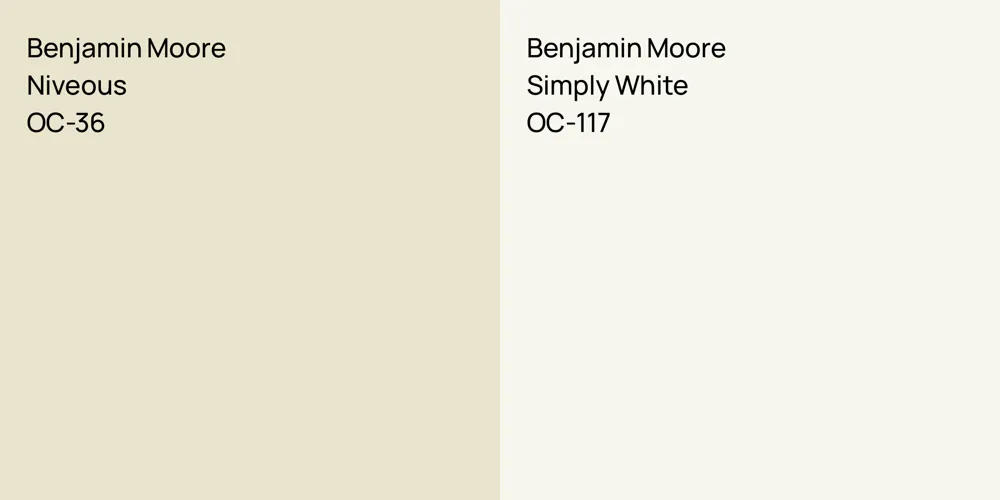 Benjamin Moore Niveous vs. Benjamin Moore Simply White comparison