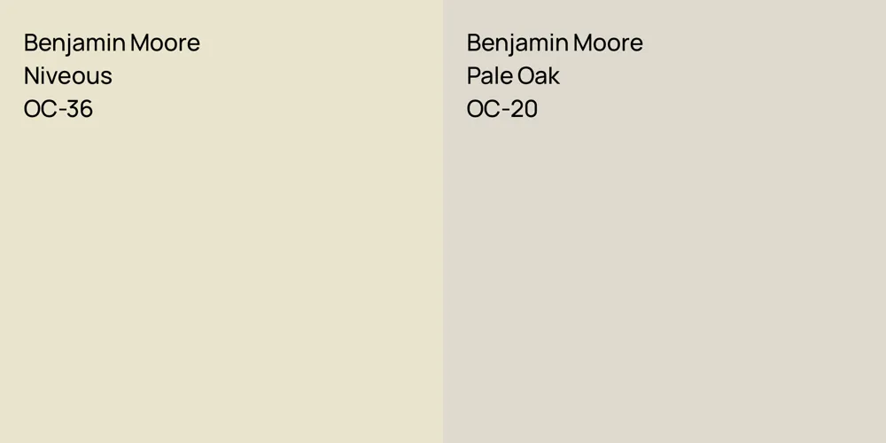 Benjamin Moore Niveous vs. Benjamin Moore Pale Oak comparison