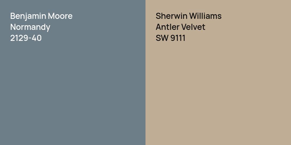 Benjamin Moore Normandy vs. Sherwin Williams Antler Velvet comparison