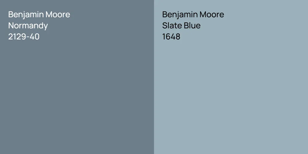 Benjamin Moore Normandy vs. Benjamin Moore Slate Blue comparison