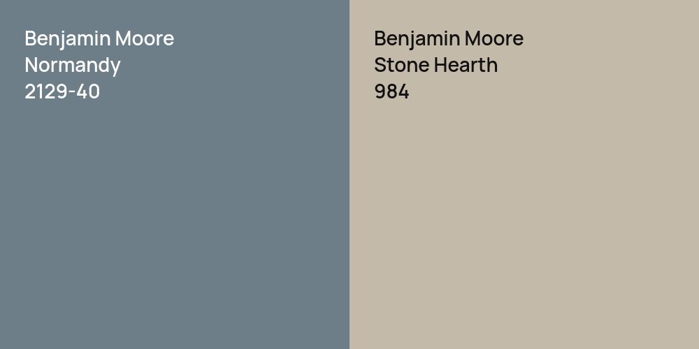 Benjamin Moore Normandy vs. Benjamin Moore Stone Hearth comparison