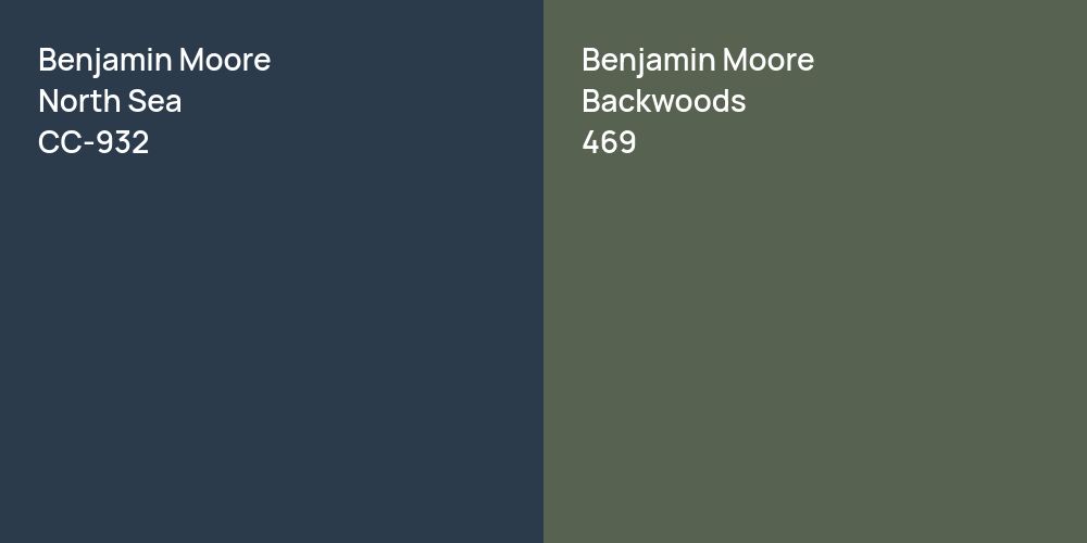 Benjamin Moore North Sea vs. Benjamin Moore Backwoods comparison