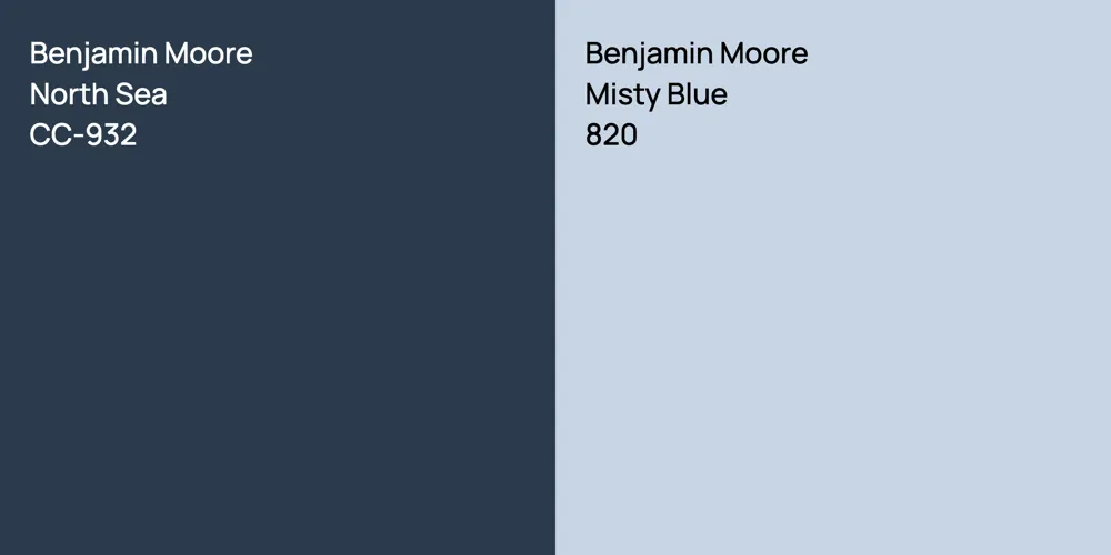 Benjamin Moore North Sea vs. Benjamin Moore Misty Blue comparison
