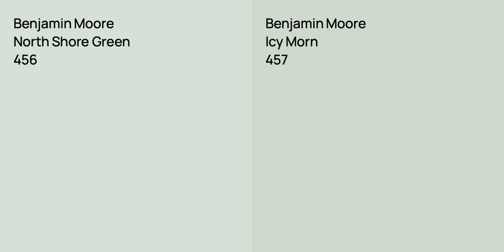 Benjamin Moore North Shore Green vs. Benjamin Moore Icy Morn comparison