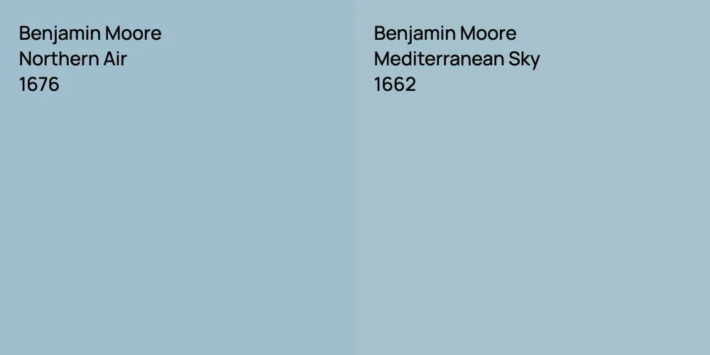 Benjamin Moore Northern Air vs. Benjamin Moore Mediterranean Sky comparison