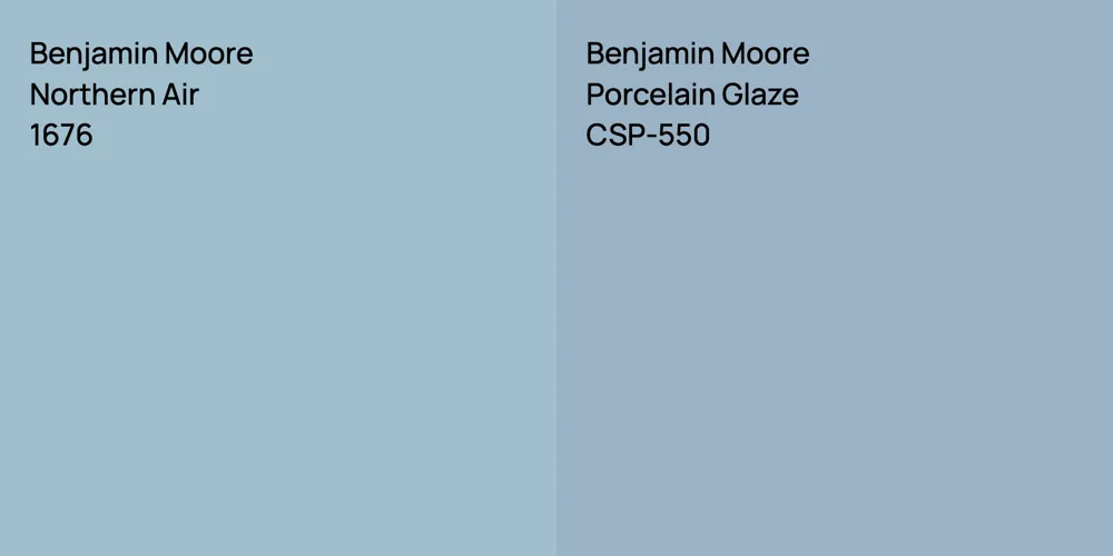 Benjamin Moore Northern Air vs. Benjamin Moore Porcelain Glaze comparison