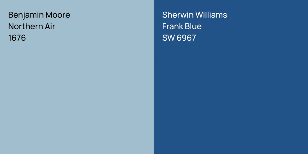 Benjamin Moore Northern Air vs. Sherwin Williams Frank Blue comparison
