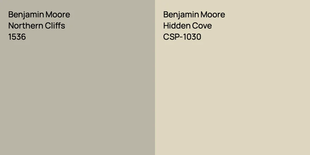 Benjamin Moore Northern Cliffs vs. Benjamin Moore Hidden Cove comparison