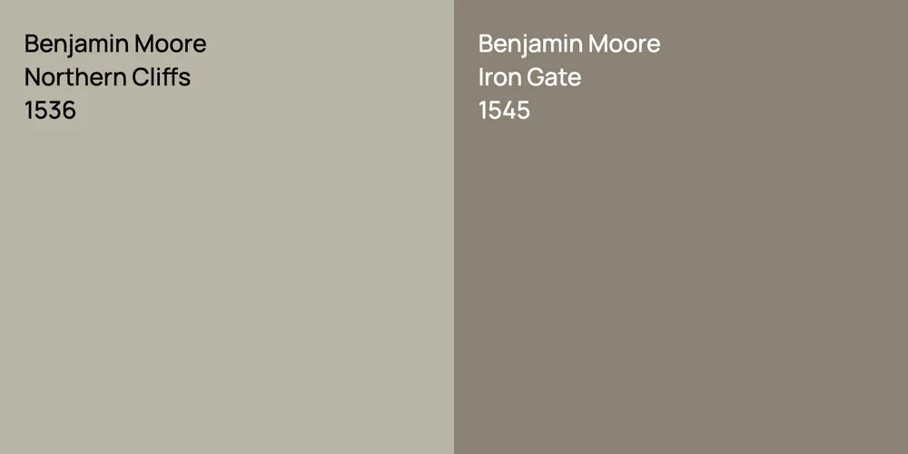 Benjamin Moore Northern Cliffs vs. Benjamin Moore Iron Gate comparison