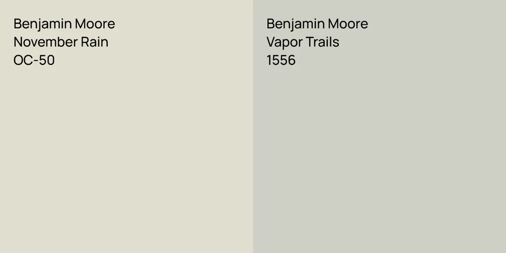 Benjamin Moore November Rain vs. Benjamin Moore Vapor Trails comparison