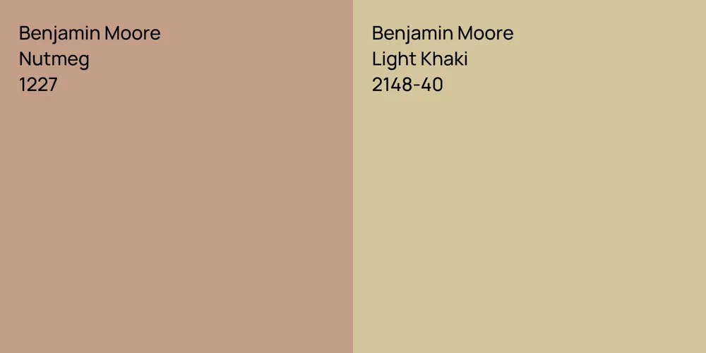 Benjamin Moore Nutmeg vs. Benjamin Moore Light Khaki comparison
