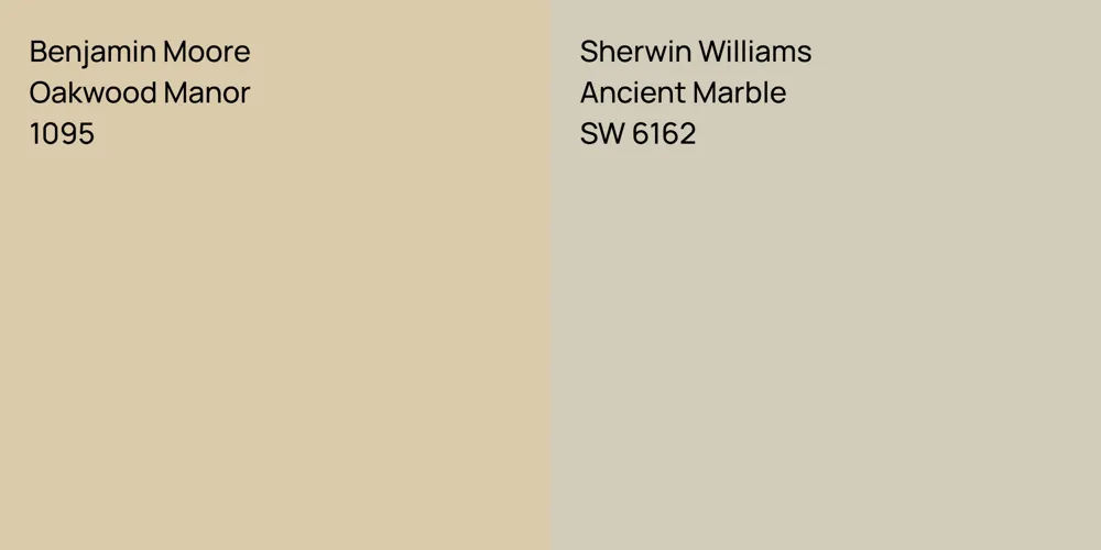 Benjamin Moore Oakwood Manor vs. Sherwin Williams Ancient Marble comparison