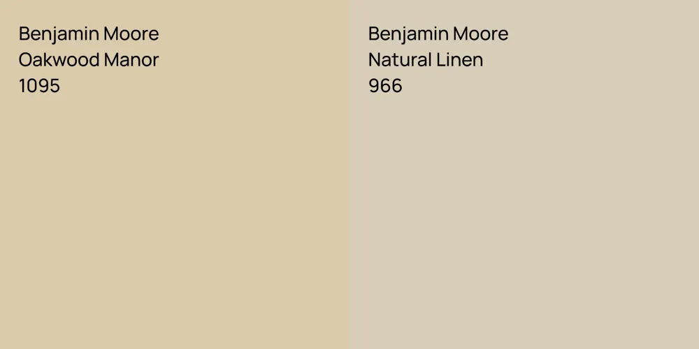 Benjamin Moore Oakwood Manor vs. Benjamin Moore Natural Linen comparison