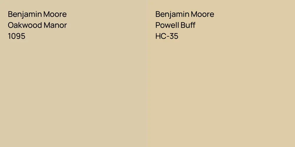 Benjamin Moore Oakwood Manor vs. Benjamin Moore Powell Buff comparison