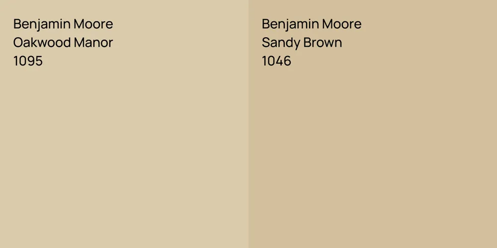 Benjamin Moore Oakwood Manor vs. Benjamin Moore Sandy Brown comparison
