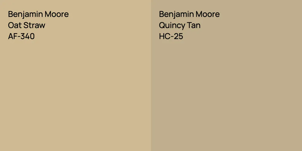 Benjamin Moore Oat Straw vs. Benjamin Moore Quincy Tan comparison