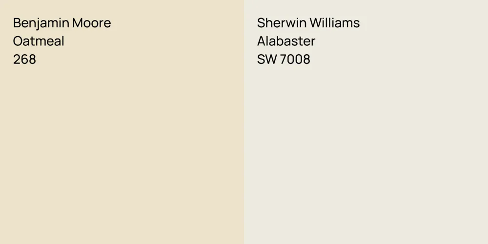 Benjamin Moore Oatmeal vs. Sherwin Williams Alabaster comparison