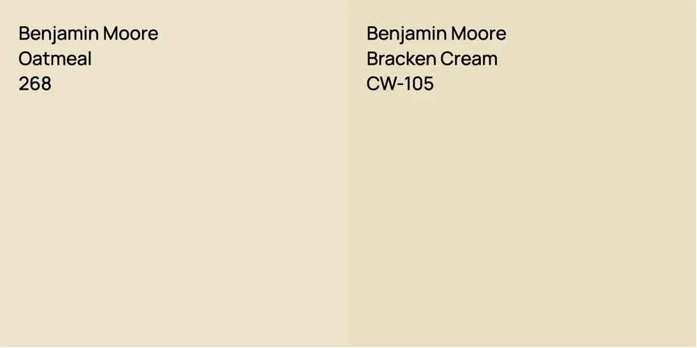 Benjamin Moore Oatmeal vs. Benjamin Moore Bracken Cream comparison