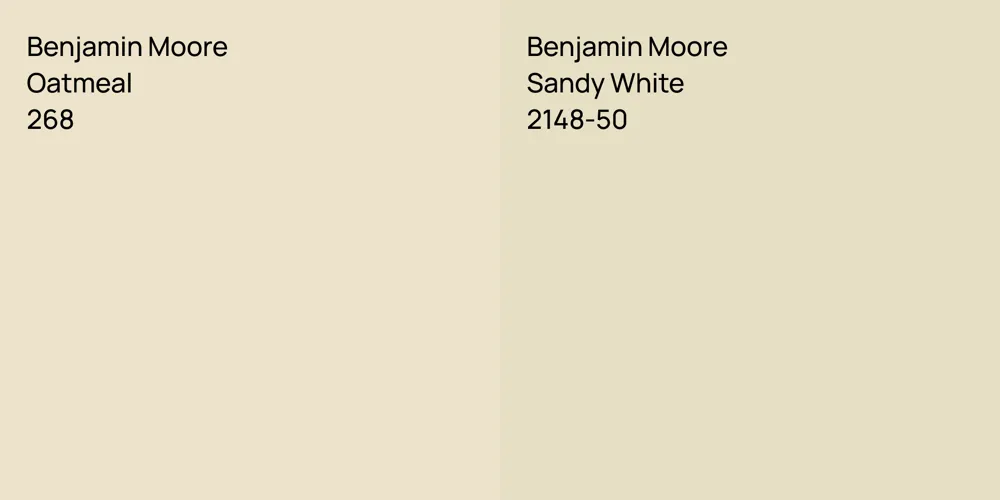Benjamin Moore Oatmeal vs. Benjamin Moore Sandy White comparison