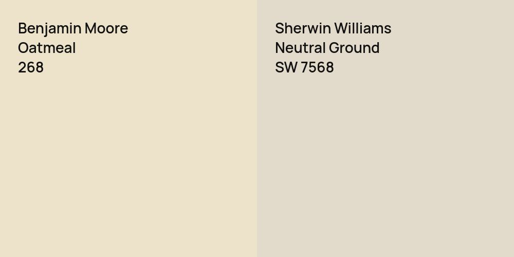 Benjamin Moore Oatmeal vs. Sherwin Williams Neutral Ground comparison