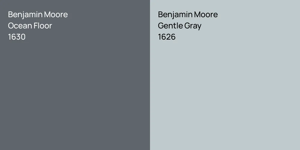 Benjamin Moore Ocean Floor vs. Benjamin Moore Gentle Gray comparison