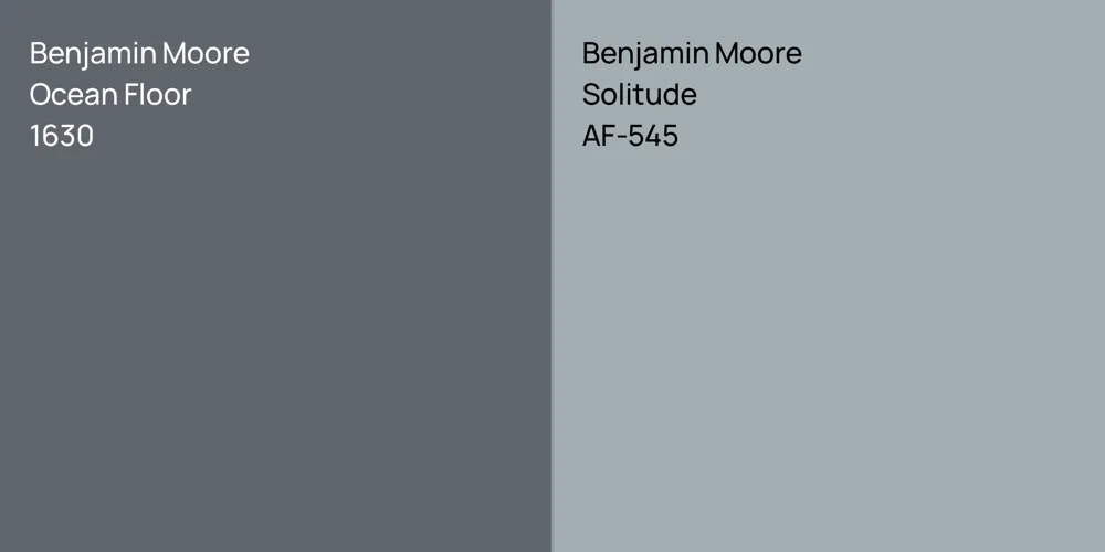 Benjamin Moore Ocean Floor vs. Benjamin Moore Solitude comparison