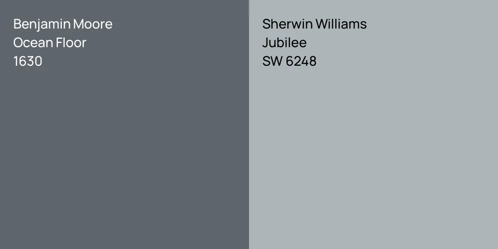 Benjamin Moore Ocean Floor vs. Sherwin Williams Jubilee comparison