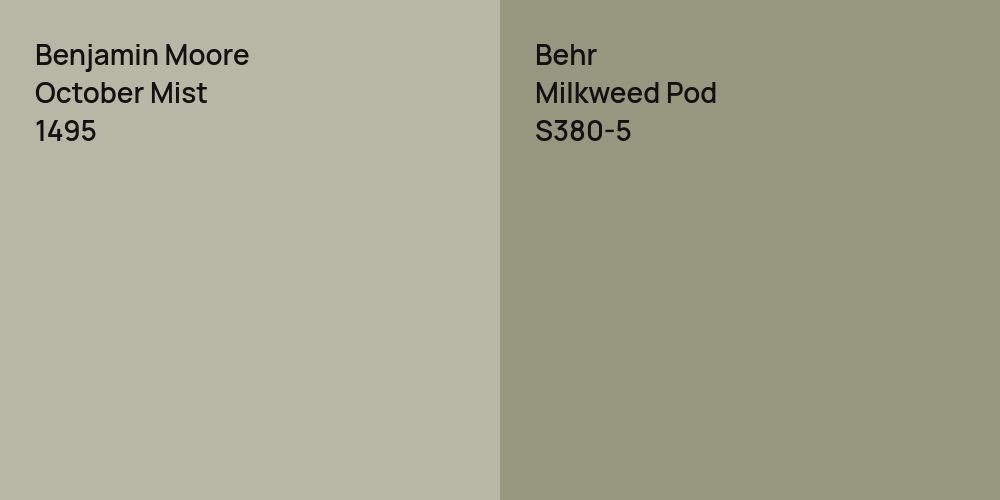 Benjamin Moore October Mist vs. Behr Milkweed Pod comparison
