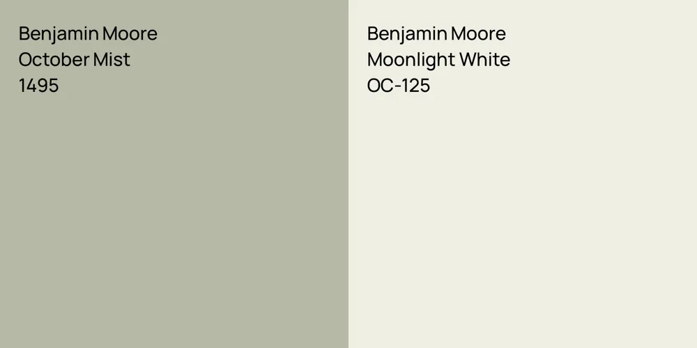 Benjamin Moore October Mist vs. Benjamin Moore Moonlight White comparison