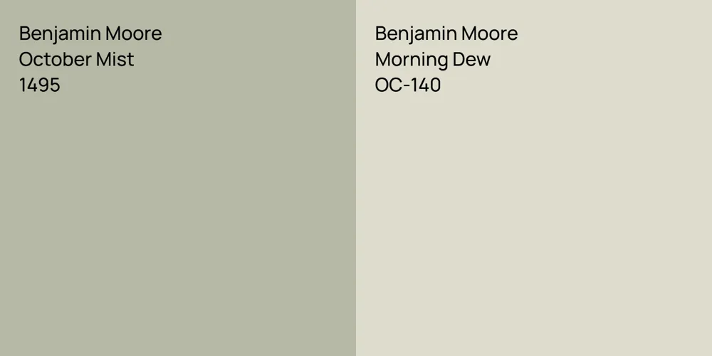Benjamin Moore October Mist vs. Benjamin Moore Morning Dew comparison