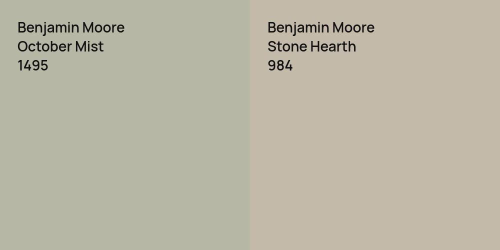 Benjamin Moore October Mist vs. Benjamin Moore Stone Hearth comparison