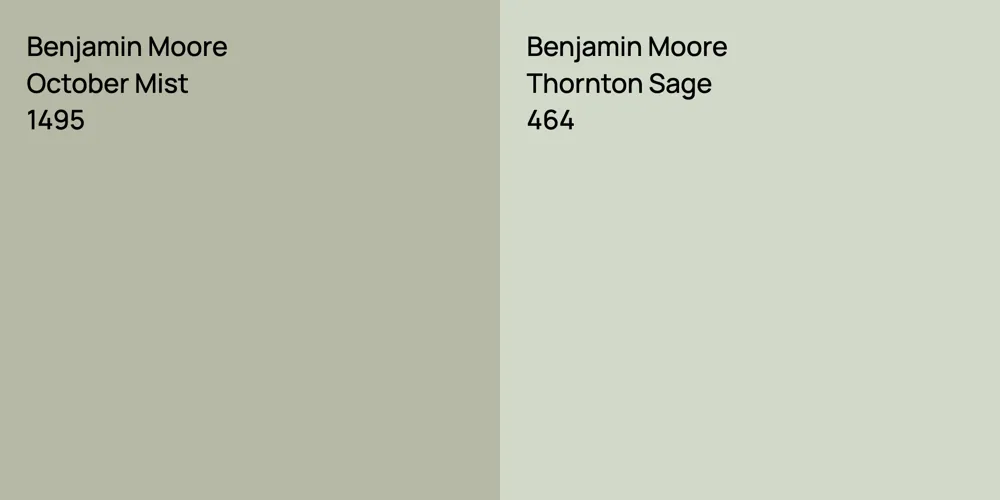 Benjamin Moore October Mist vs. Benjamin Moore Thornton Sage comparison