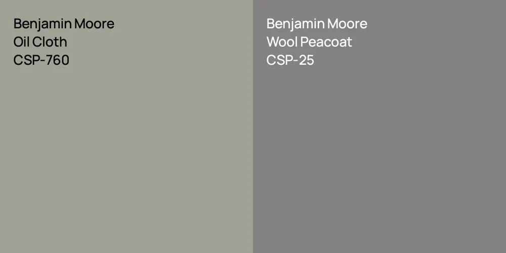 Benjamin Moore Oil Cloth vs. Benjamin Moore Wool Peacoat comparison