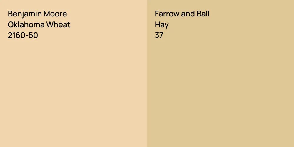 Benjamin Moore Oklahoma Wheat vs. Farrow and Ball Hay comparison