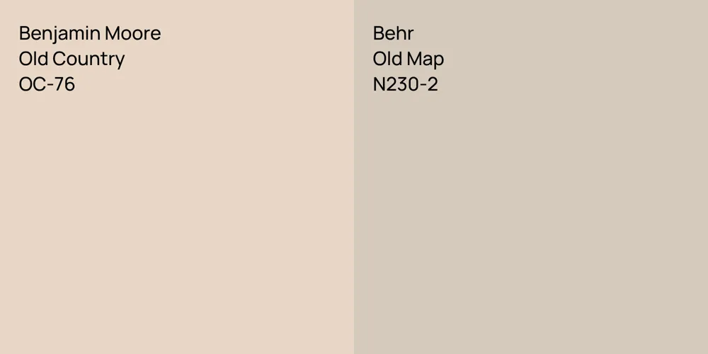 Benjamin Moore Old Country vs. Behr Old Map comparison