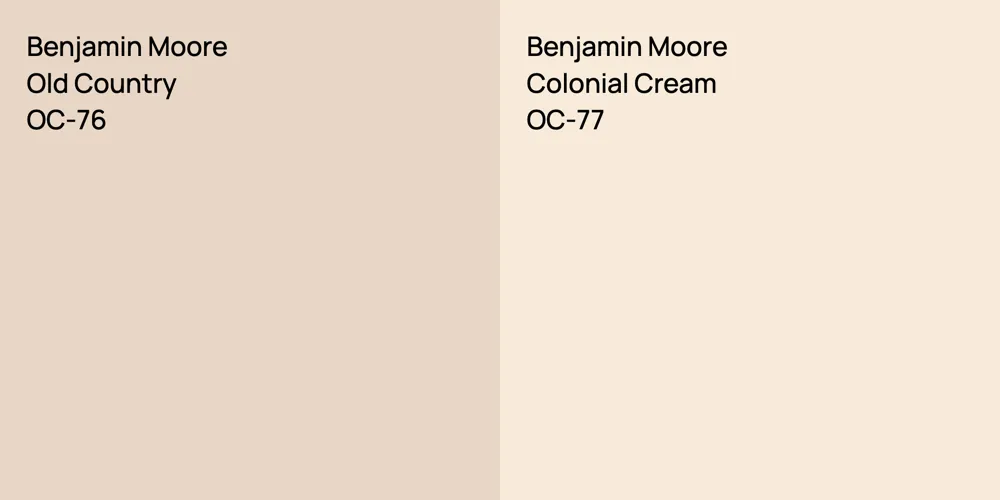 Benjamin Moore Old Country vs. Benjamin Moore Colonial Cream comparison