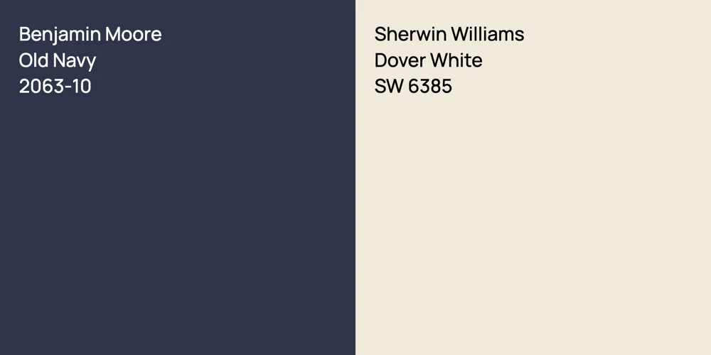 Benjamin Moore Old Navy vs. Sherwin Williams Dover White comparison