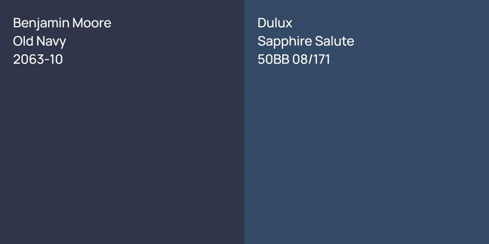 Benjamin Moore Old Navy vs. Dulux Sapphire Salute comparison