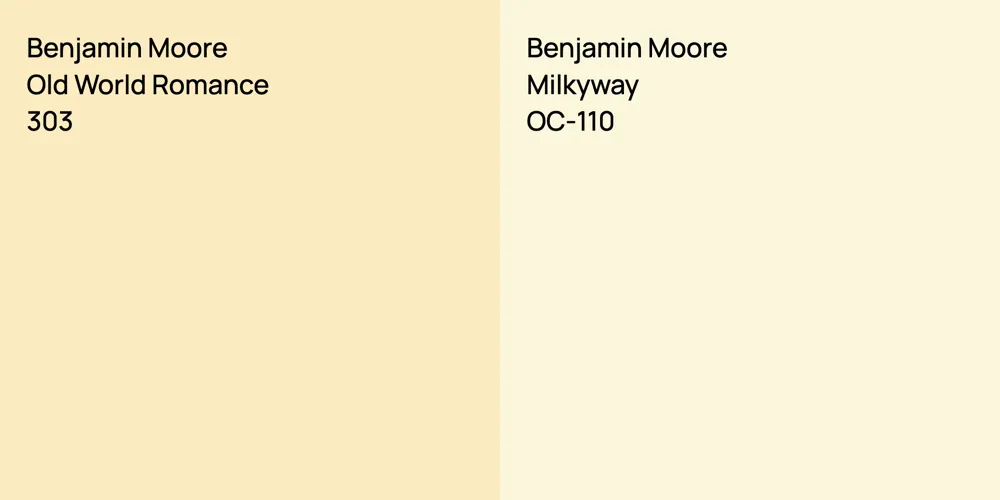 Benjamin Moore Old World Romance vs. Benjamin Moore Milkyway comparison