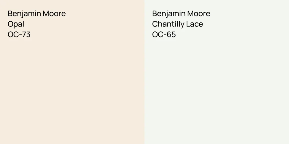 Benjamin Moore Opal vs. Benjamin Moore Chantilly Lace comparison