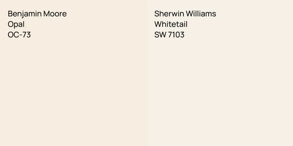 Benjamin Moore Opal vs. Sherwin Williams Whitetail comparison