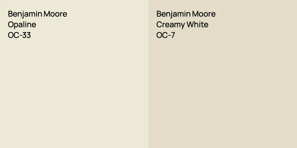 Benjamin Moore Opaline vs. Benjamin Moore Creamy White comparison