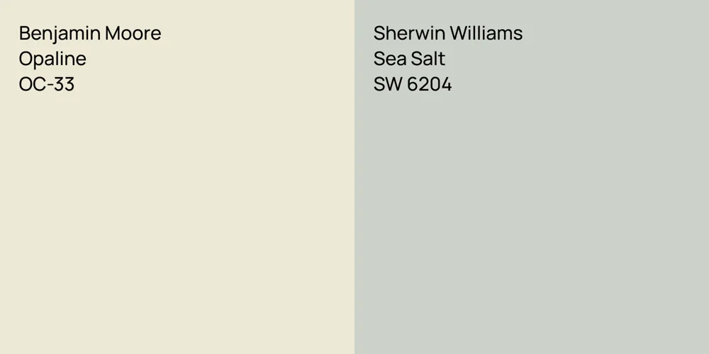 Benjamin Moore Opaline Vs Sherwin Williams Sea Salt Comparison