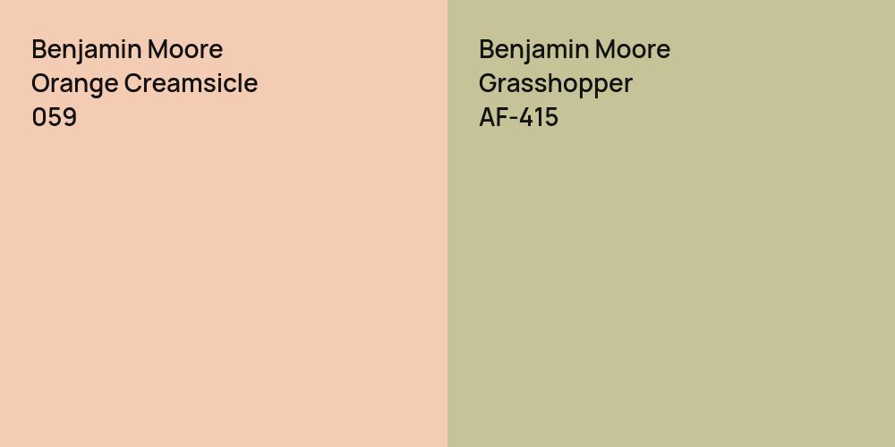 Benjamin Moore Orange Creamsicle vs. Benjamin Moore Grasshopper comparison