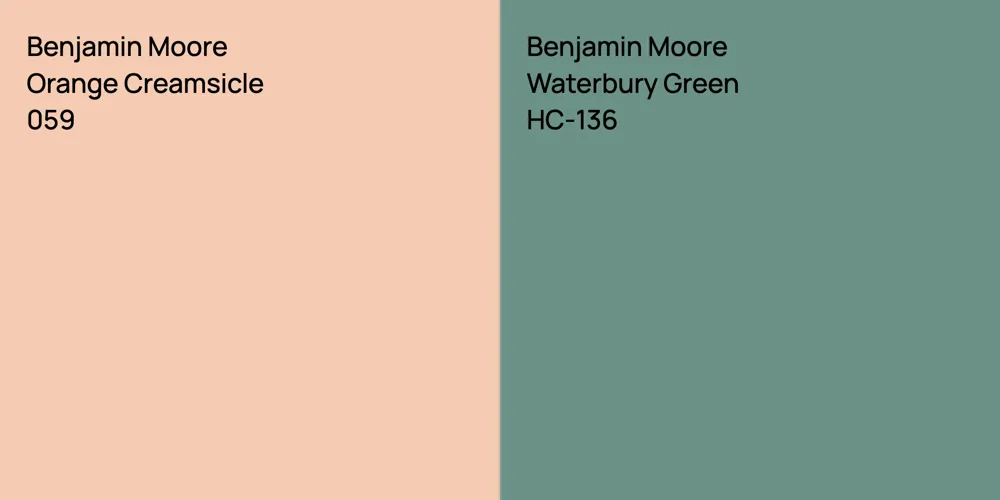 Benjamin Moore Orange Creamsicle vs. Benjamin Moore Waterbury Green ...