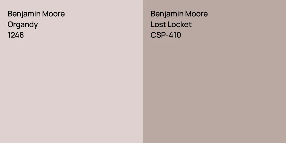 Benjamin Moore Organdy vs. Benjamin Moore Lost Locket comparison